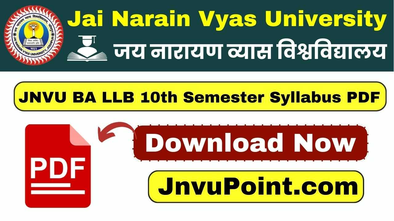 JNVU BA LLB 10th Semester Syllabus 2025 PDF Download- जेएनवीयू बीए एलएलबी 10th सेमेस्टर सिलेबस ...